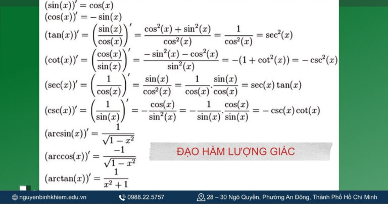 Tổng hợp các dạng đạo hàm lớp 11, 12 dễ hiểu nhất