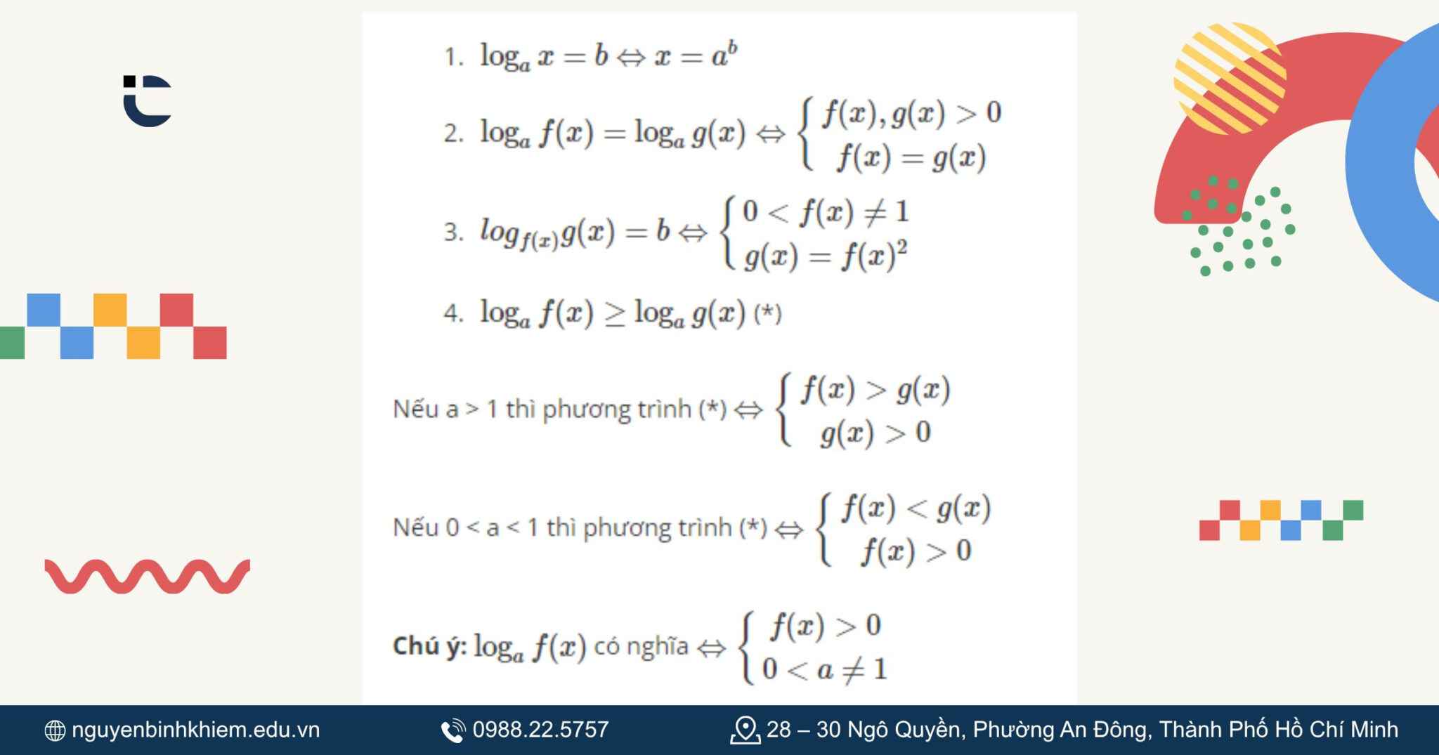 Công thức Logarit đầy đủ dễ nhớ cho học sinh lớp 12